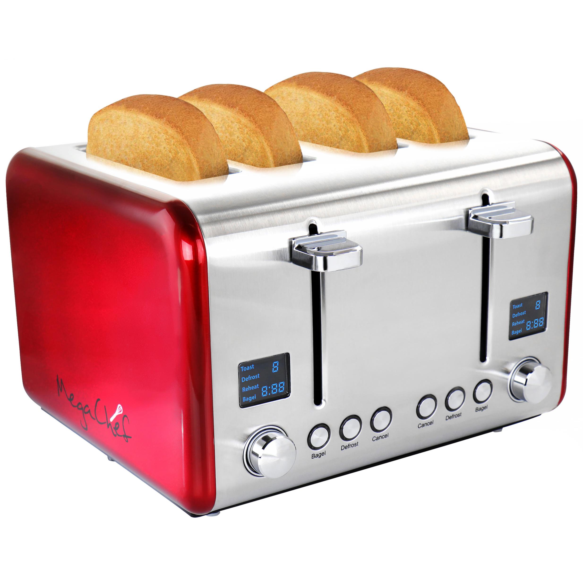 Affordable MegaChef 4 Slice Toaster in Stainless Steel Red for Sale ...