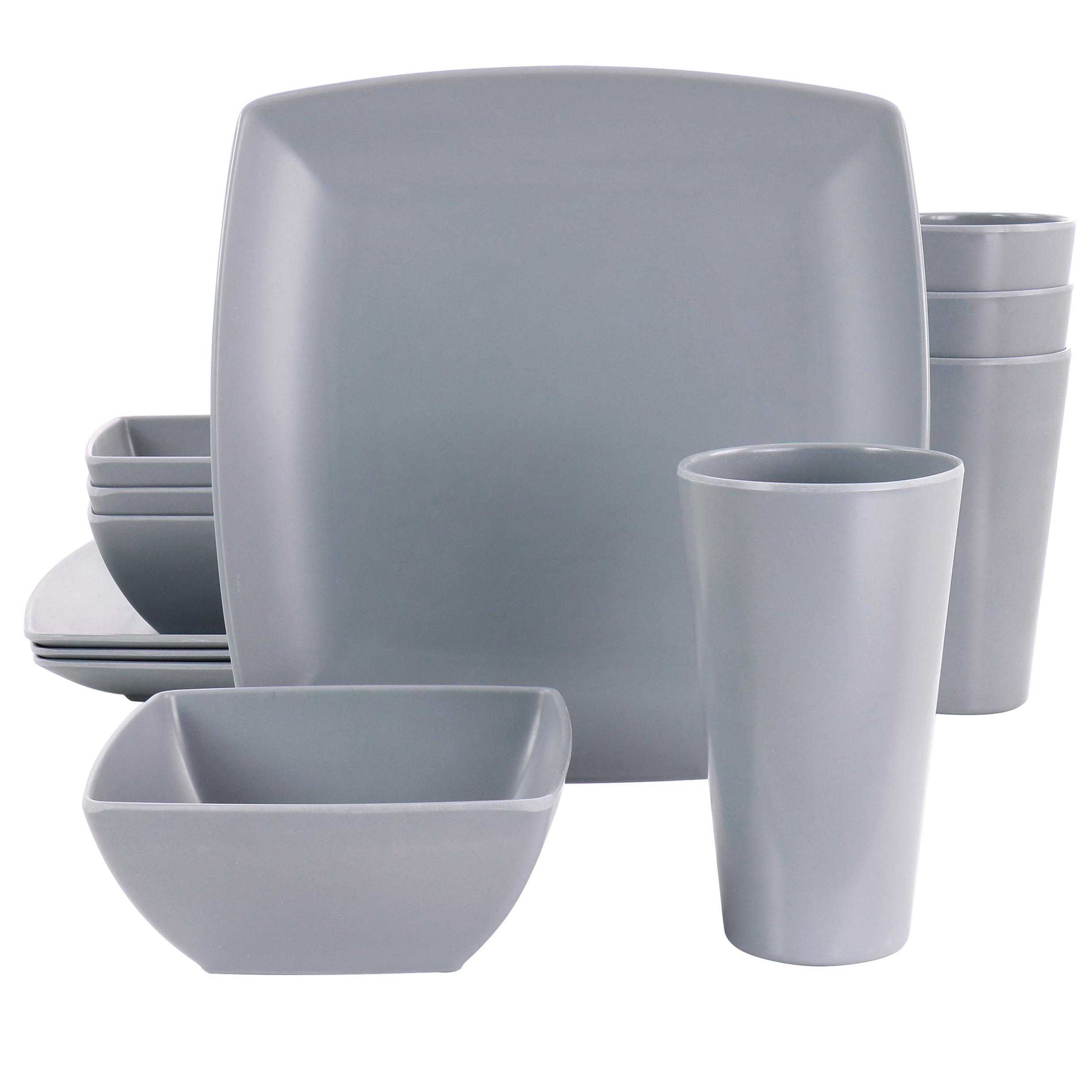 Affordable Gibson Home 12 Piece Grayson Melamine Square Dinnerware Set ...