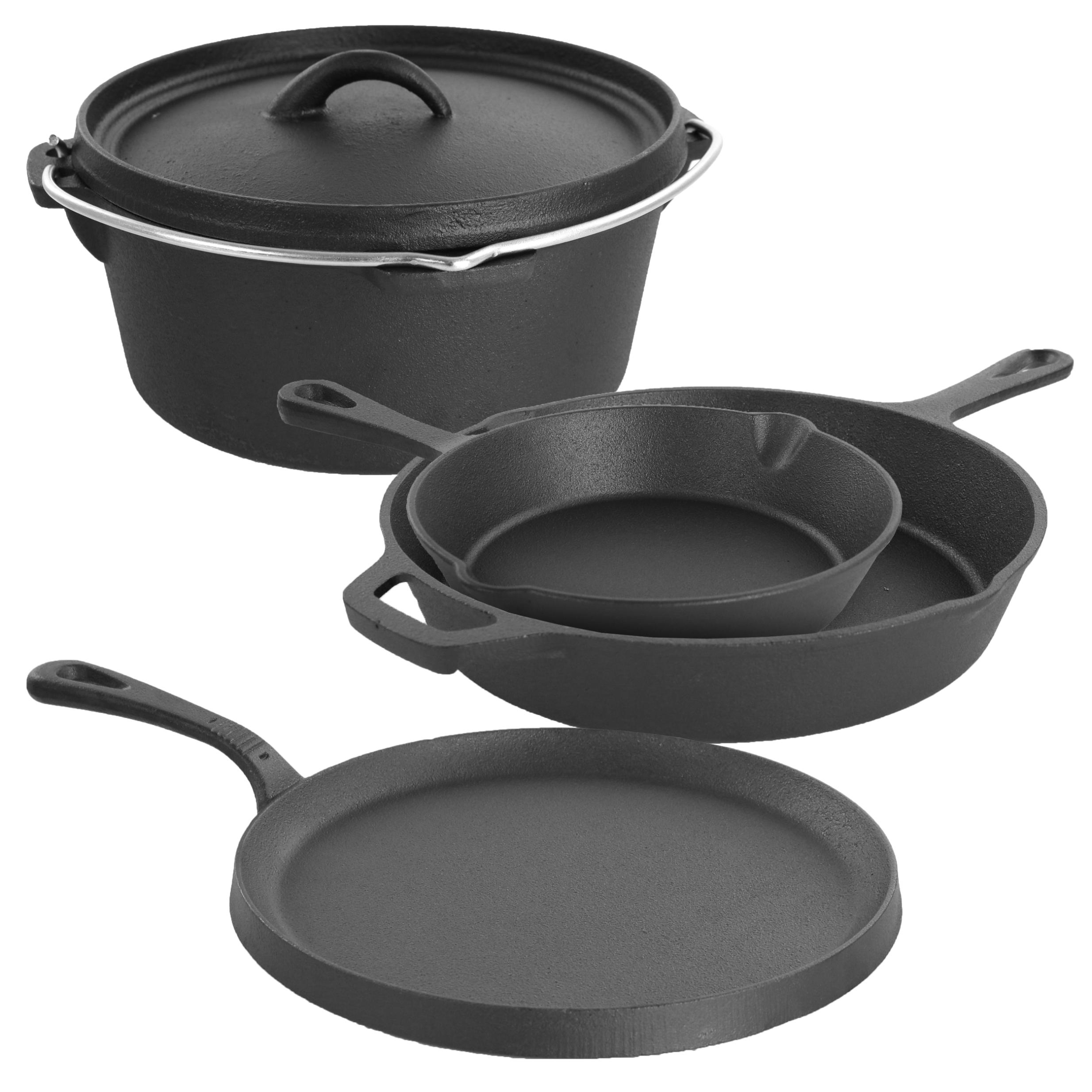 Affordable MegaChef Pre-Seasoned Cast Iron 5-Piece Kitchen Cookware Set ...