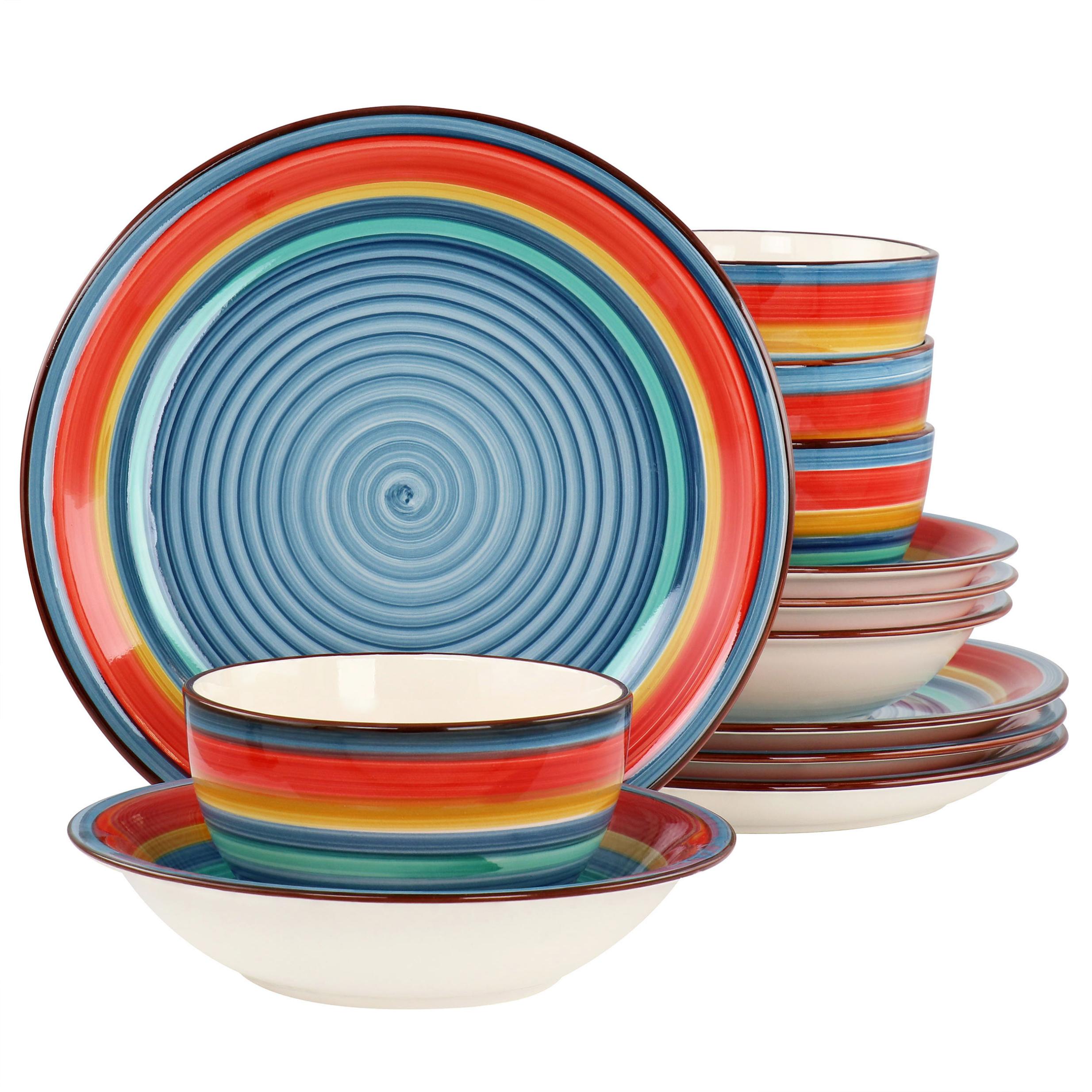 Affordable Gibson Home Rainbow 12 Piece Stoneware Dinnerware Set in ...